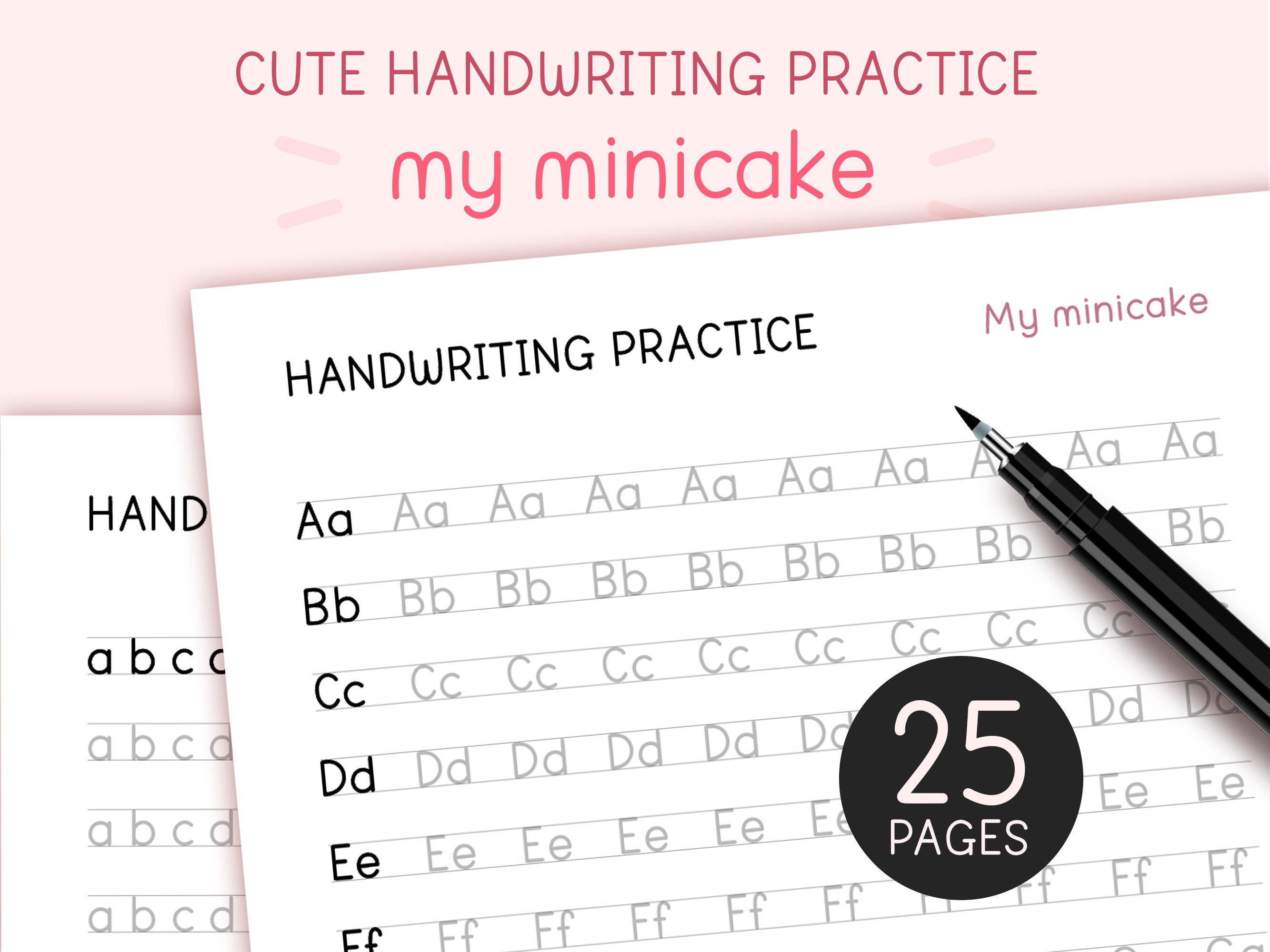 Cute Handwriting Practice Sheet, Neat Handwriting Workbook, Cute Hand ...