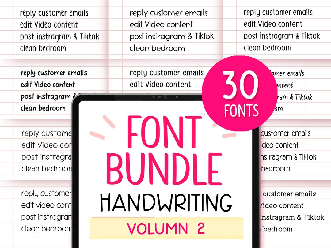 30 Font Bundle Handwritten Font Goodnotes Simple Font Study Digital ...