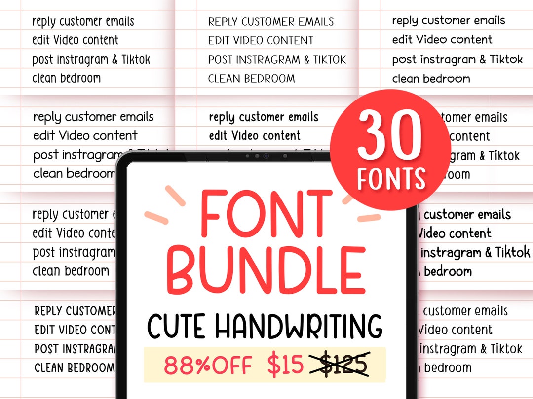 30 Font Bundle Handwritten Font Goodnotes Simple Font Study Digital ...