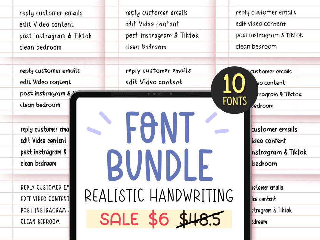 10 Realistic Font Bundle Handwritten Font Goodnotes Simple Font Study ...