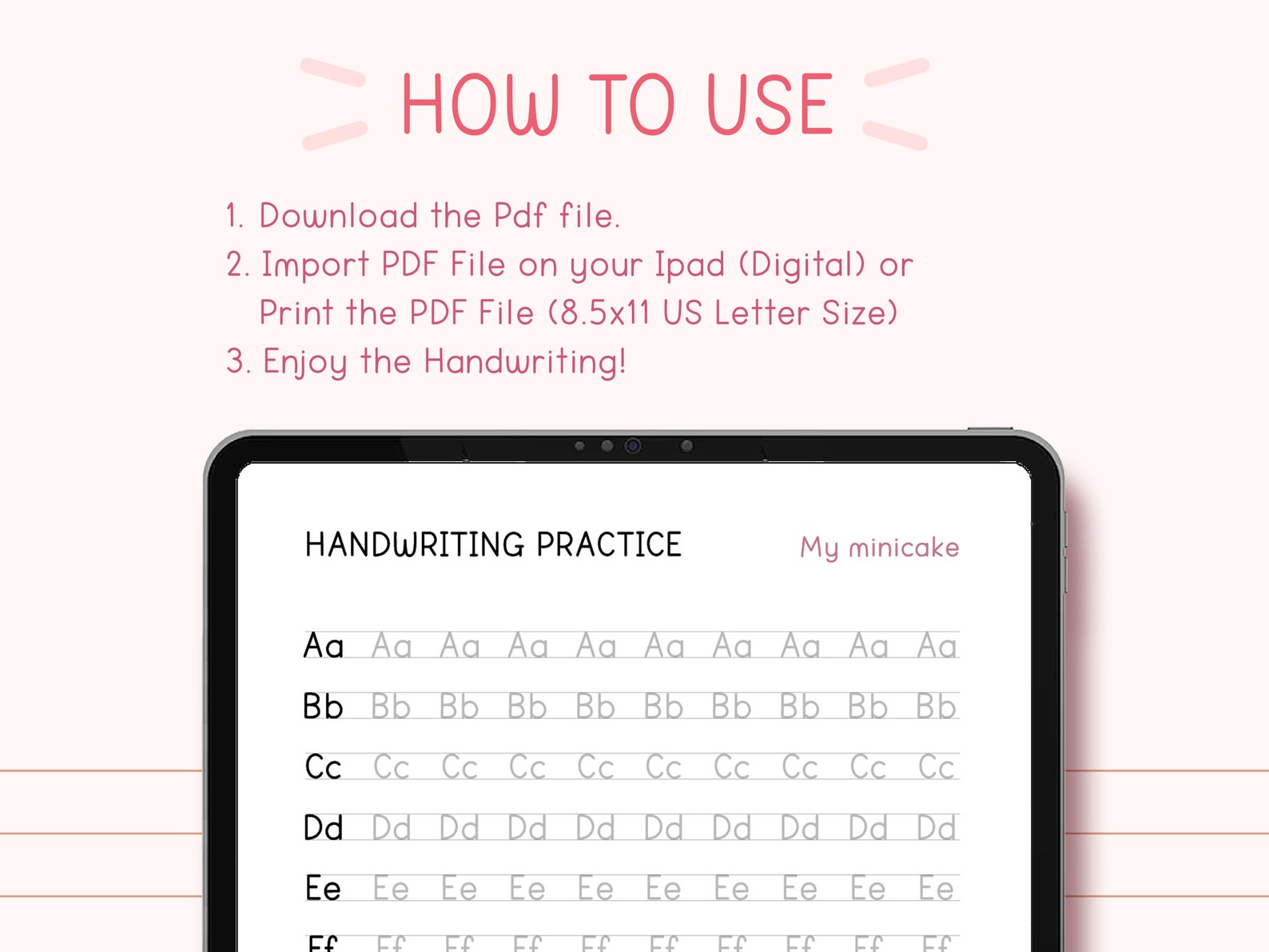 Cute Handwriting Practice Sheet, Neat Handwriting Workbook, Cute Hand ...