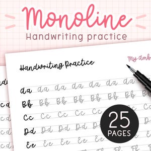 Monoline Cursive Lettering Worksheets, Improve Handwriting Practice ...