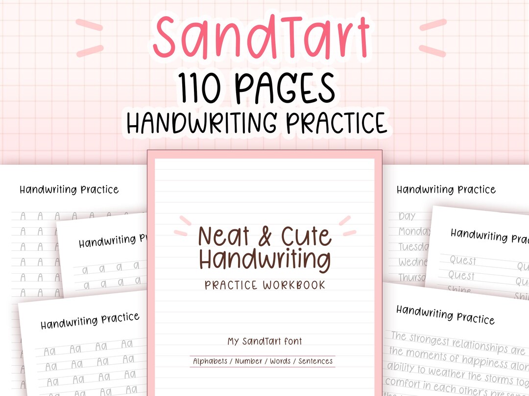 110 Pages Cute Handwriting Practice Sheet, Neat Handwriting Workbook ...