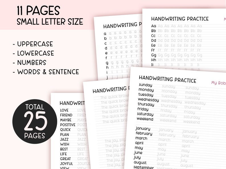 Cute Handwriting Practice Sheet, Neat Handwriting Workbook, Cute Hand ...