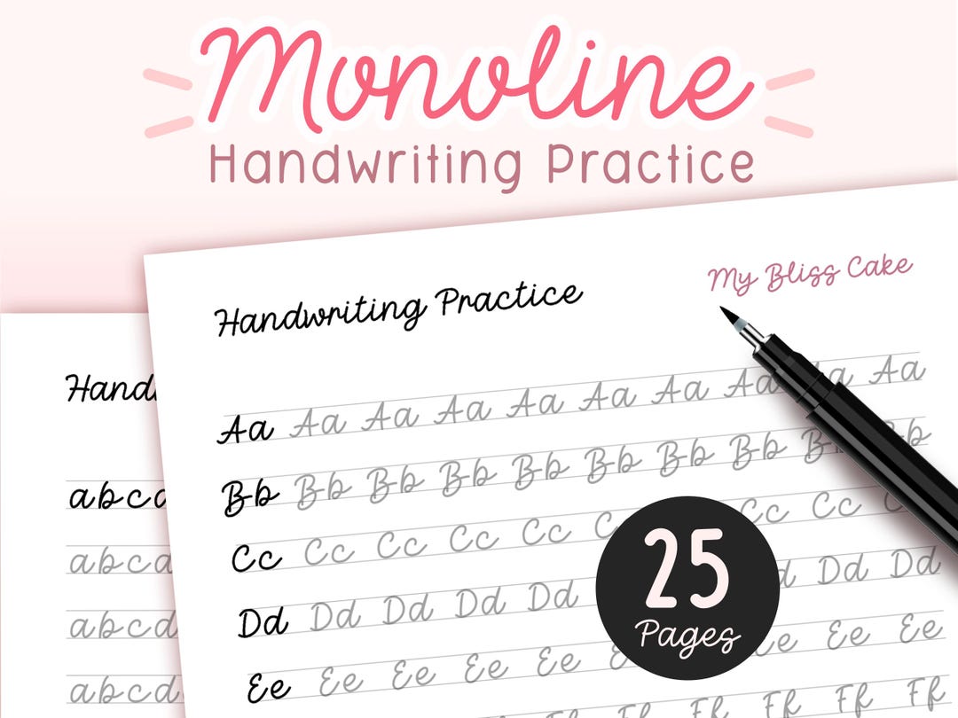 Monoline Cursive Lettering Worksheets, Improve Handwriting Practice ...