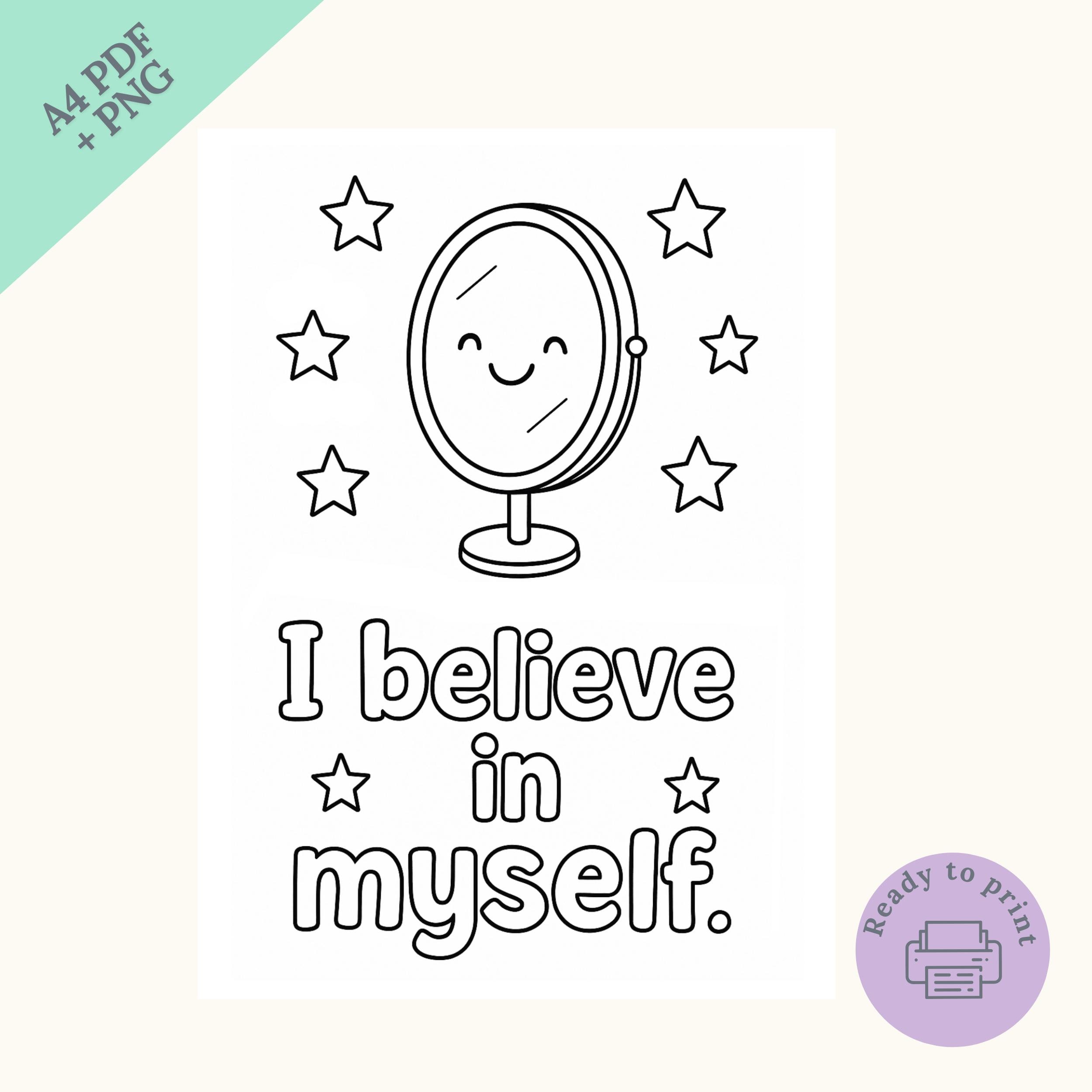 Self-confidence Coloring Pages for Kids – 5 Motivational Quote ...