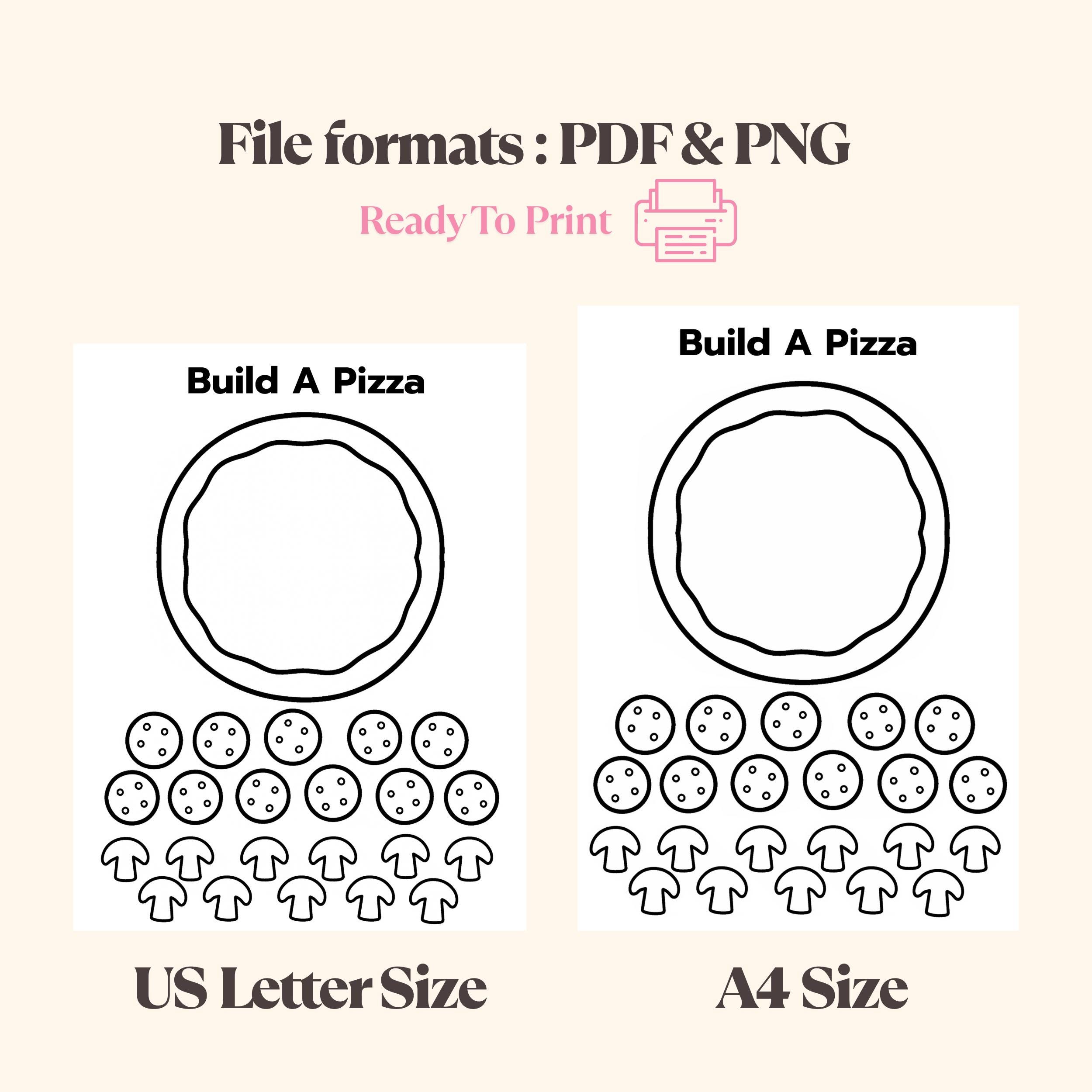 Build A Pizza Coloring Page for Kids – Printable Cut and Paste Pizza ...