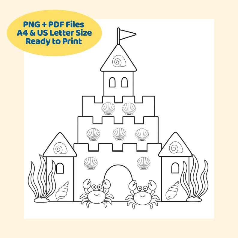 Build a Sandcastle Coloring Pages – Printable Cut and Paste Beach ...