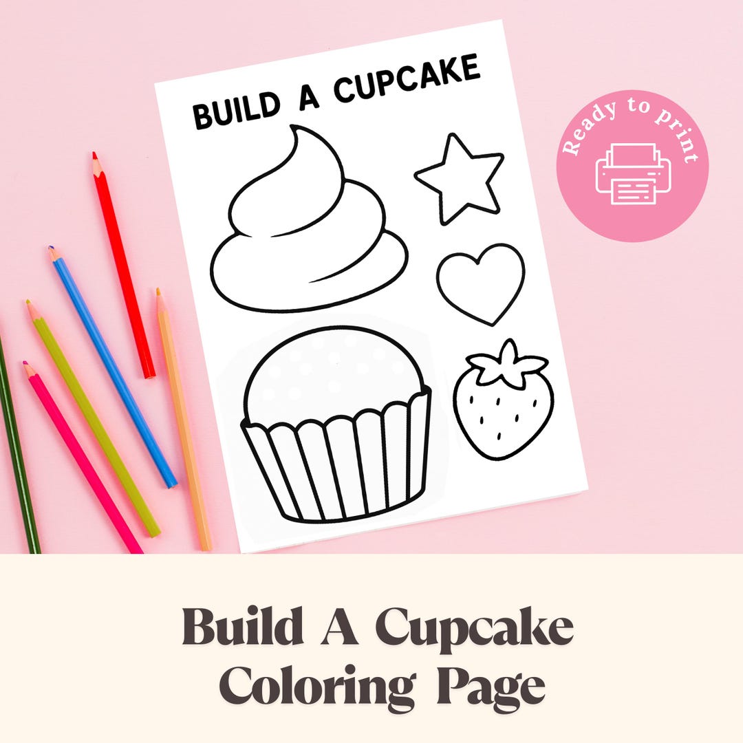 Build A Cupcake Coloring Page for Kids – Printable Cut and Paste ...