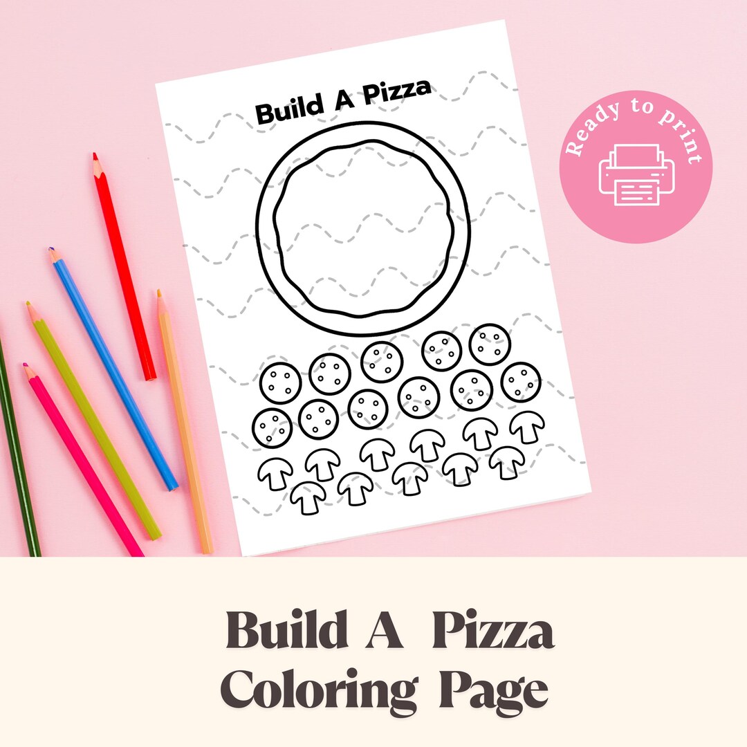 Build A Pizza Coloring Page: Cut and Paste Craft (PDF & PNG) - Etsy