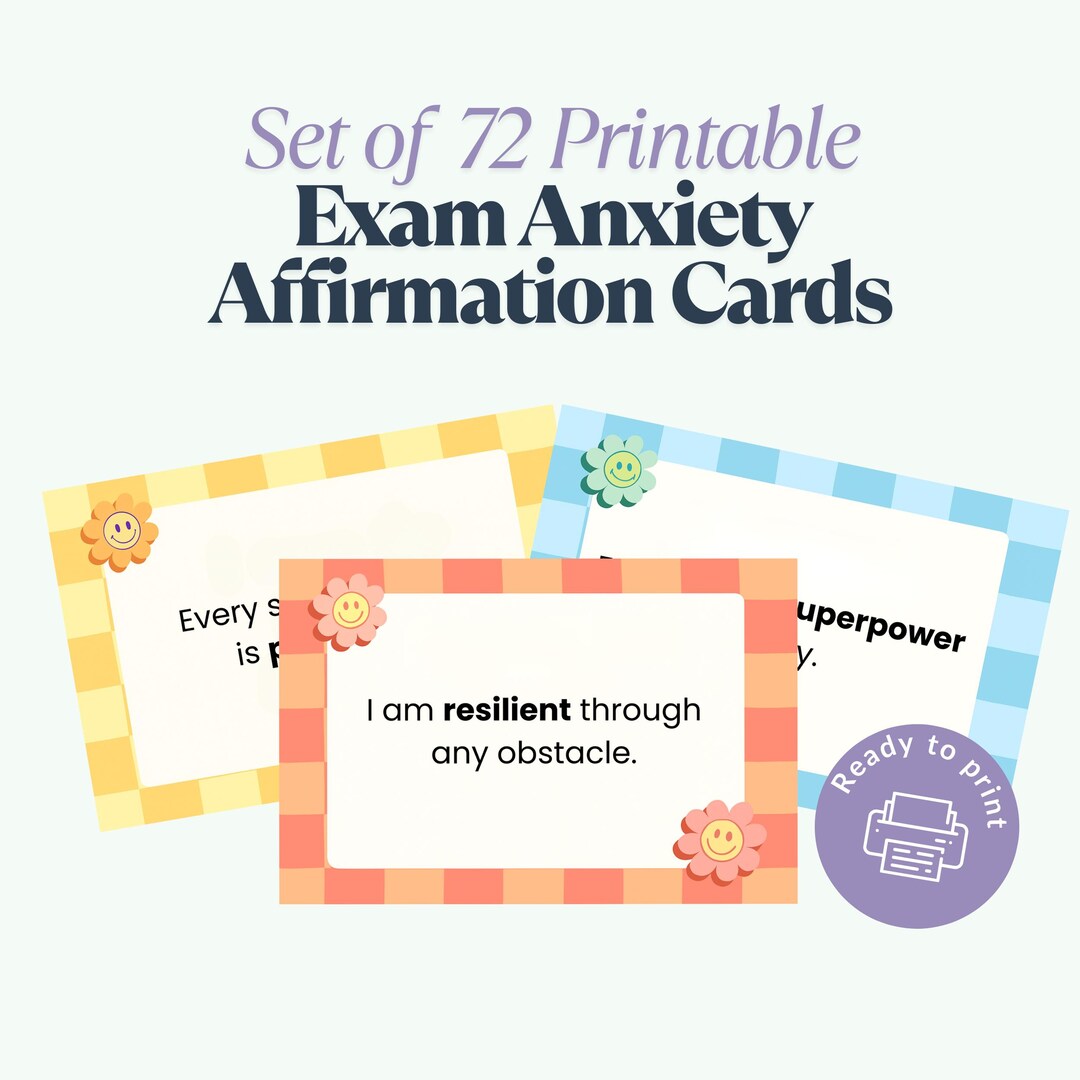 72 Exam Anxiety Affirmation Cards – Printable Positive Quotes for ...