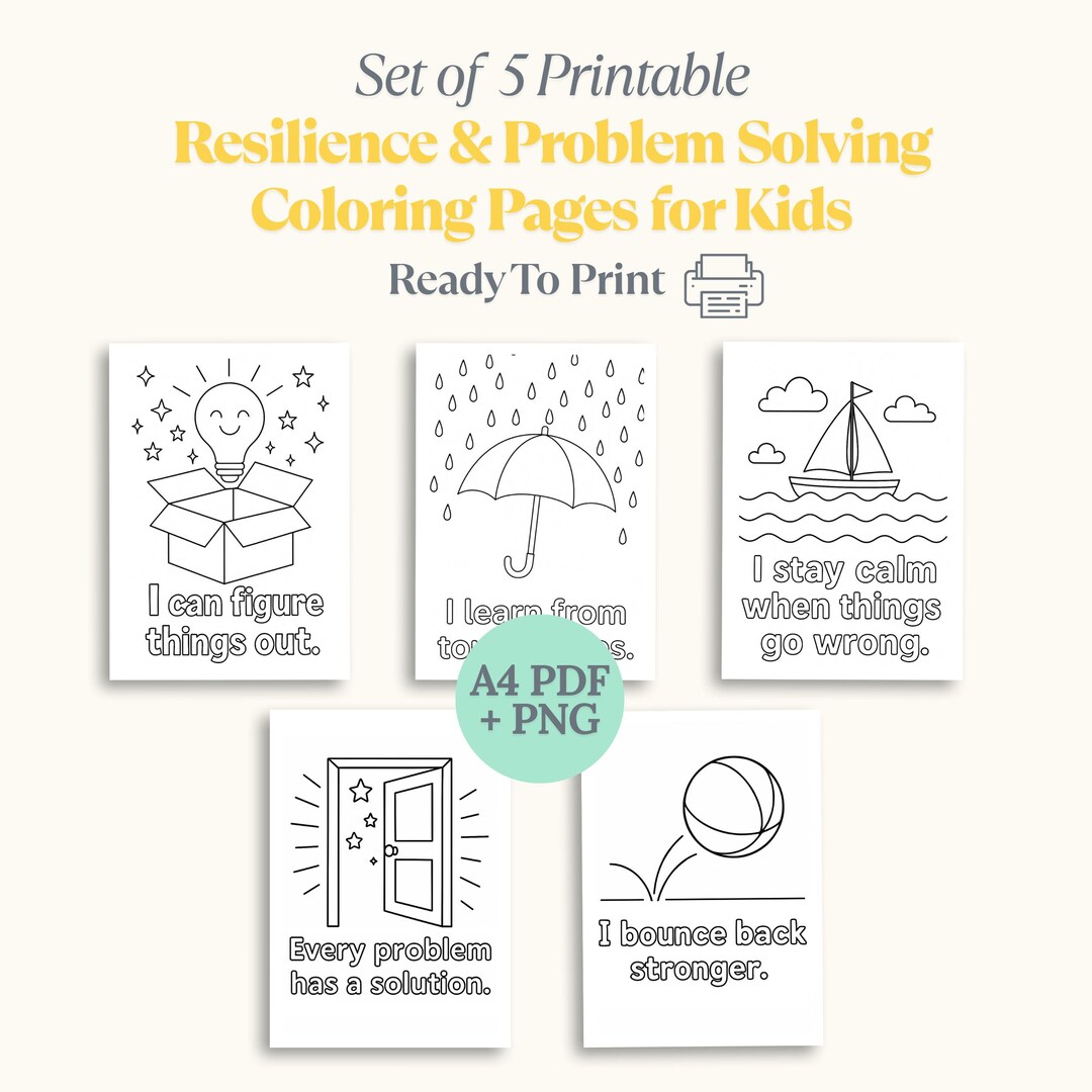 Resilience Coloring Pages for Kids – 5 Motivational Quote Printables in ...