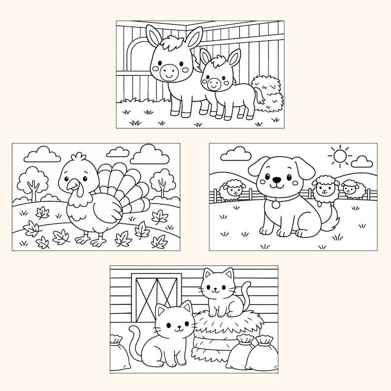 Farm Animal Coloring Pages for Kids – 17 Cute Kawaii Printable Sheets ...