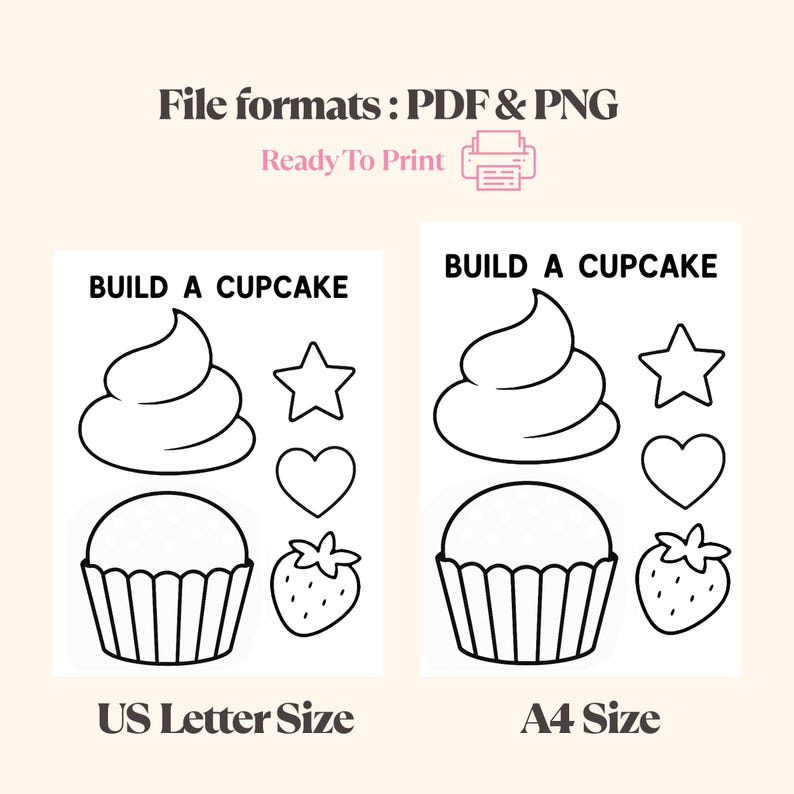 Build A Cupcake Coloring Page for Kids – Printable Cut and Paste ...