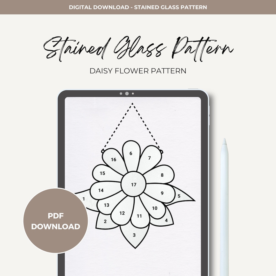 Daisy Stained Glass Pattern PDF Pattern Digital Download - Etsy