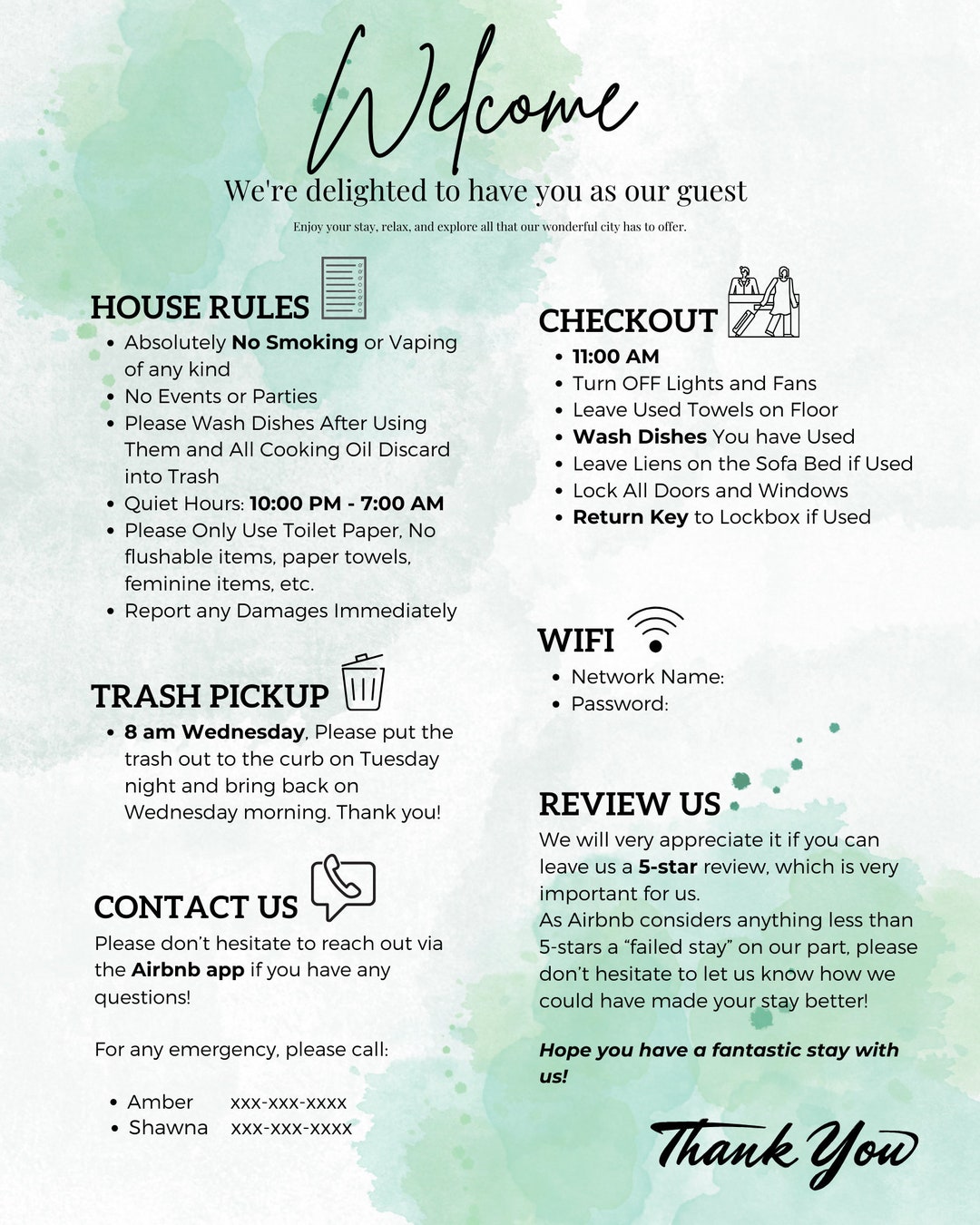 Digital Airbnb/vrbo Welcome Sign Template - Fully Customizable - Etsy