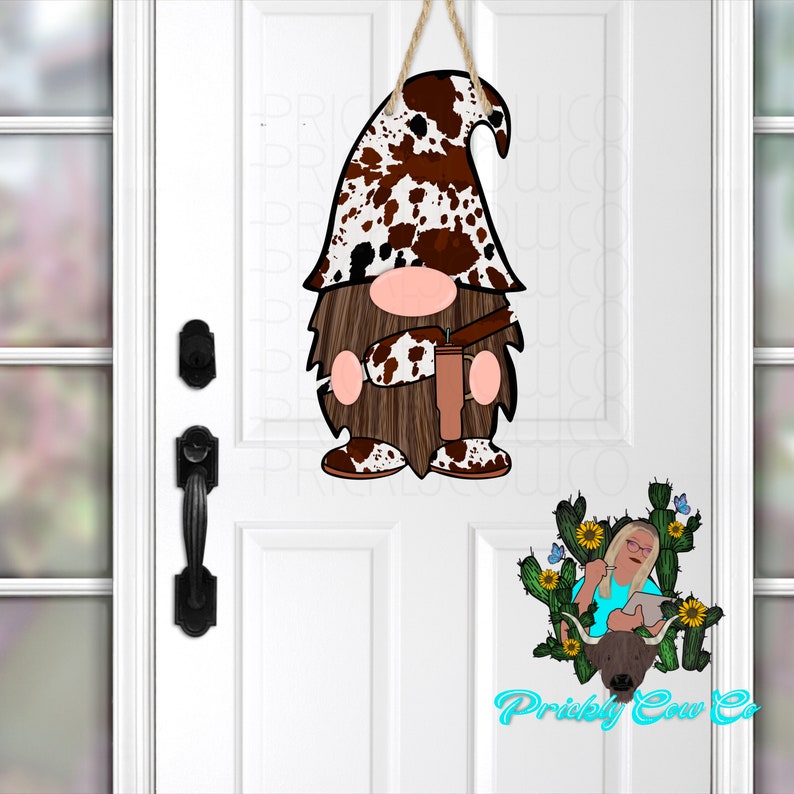 Western Gnome Door Hanger-digital Download-digital Design-cow-cow Hide ...