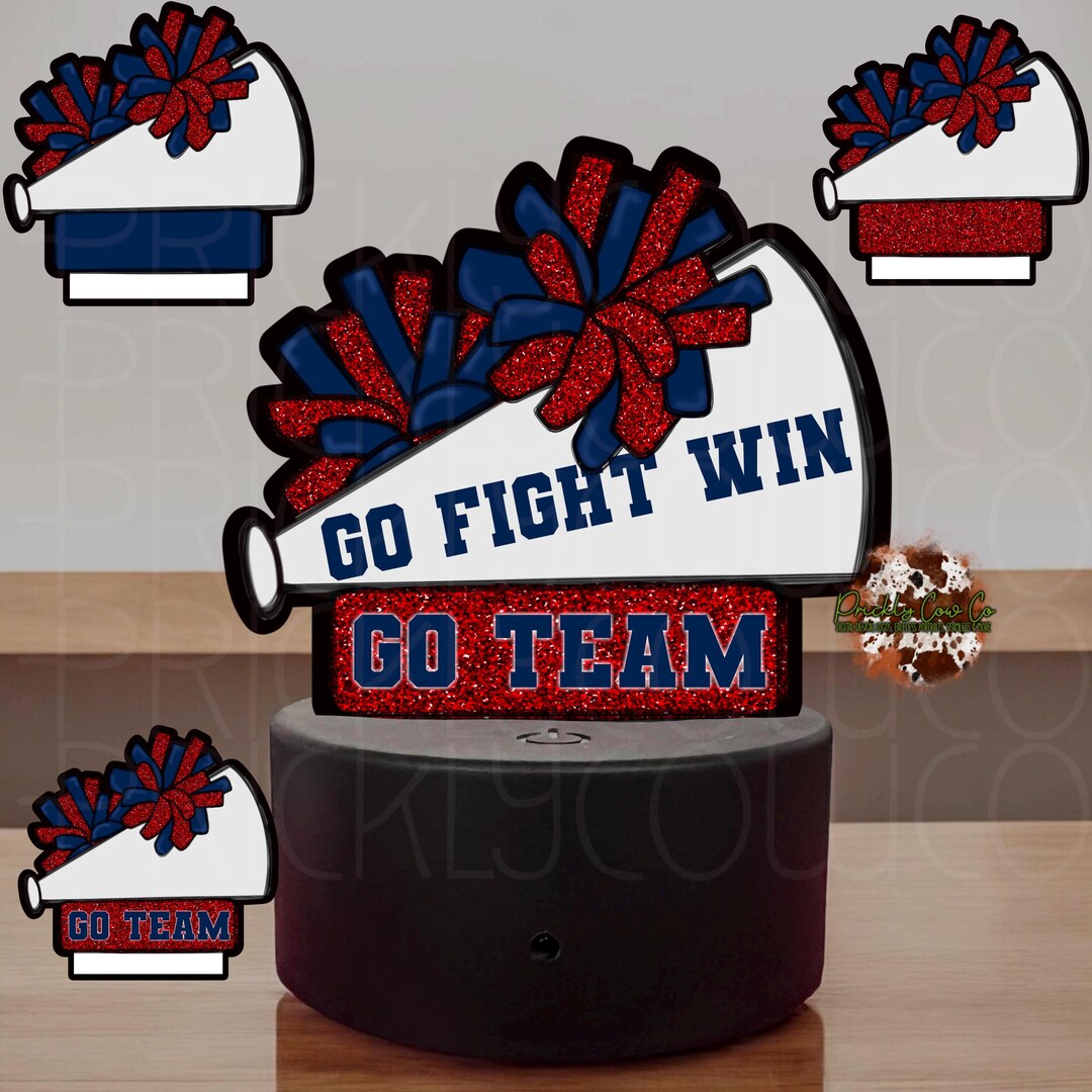 Navy & Red Glitter Cheer Pompom, Megaphone Sublimation Light Base ...