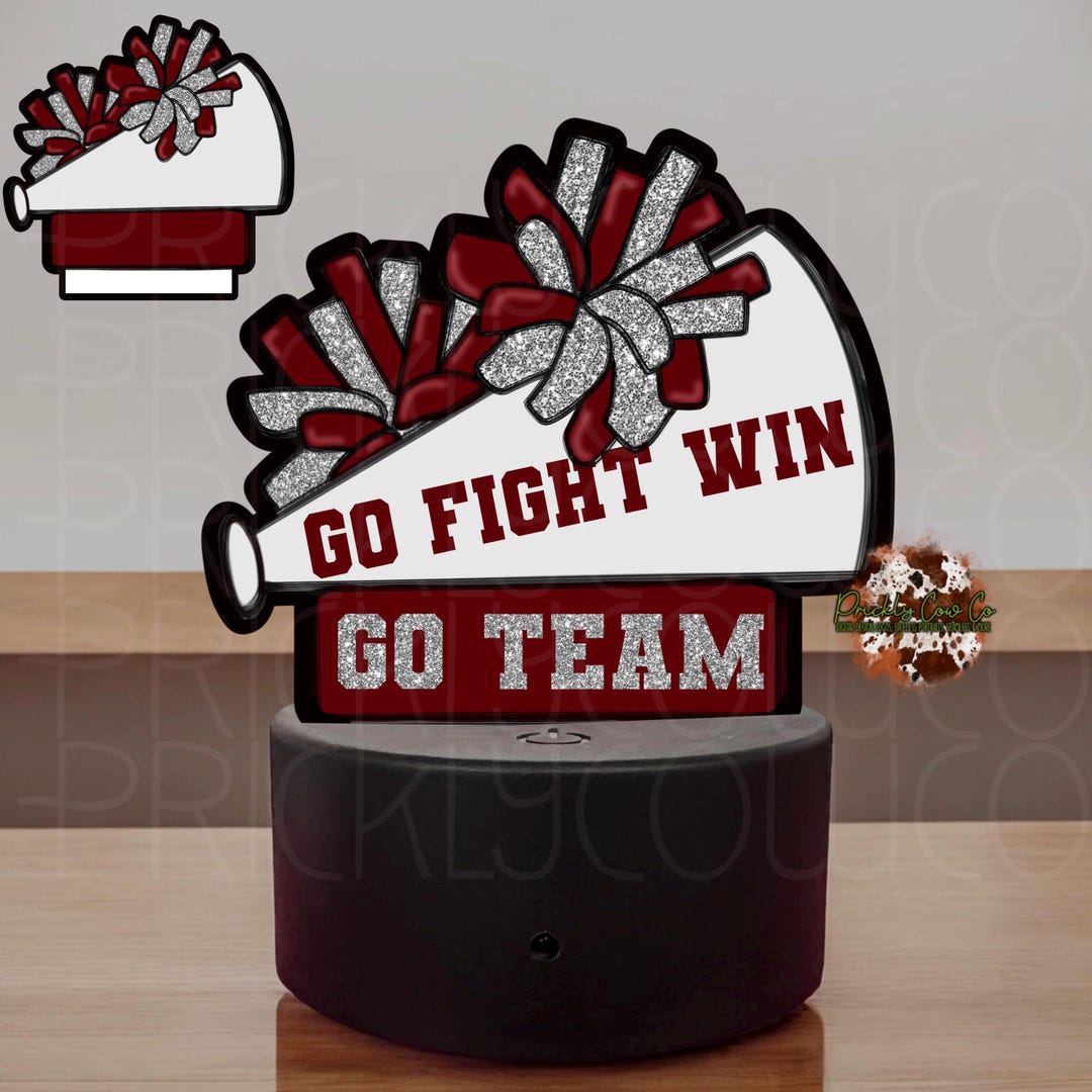 Maroon and Silver Cheer Pompom, Megaphone Sublimation Light Base Design ...