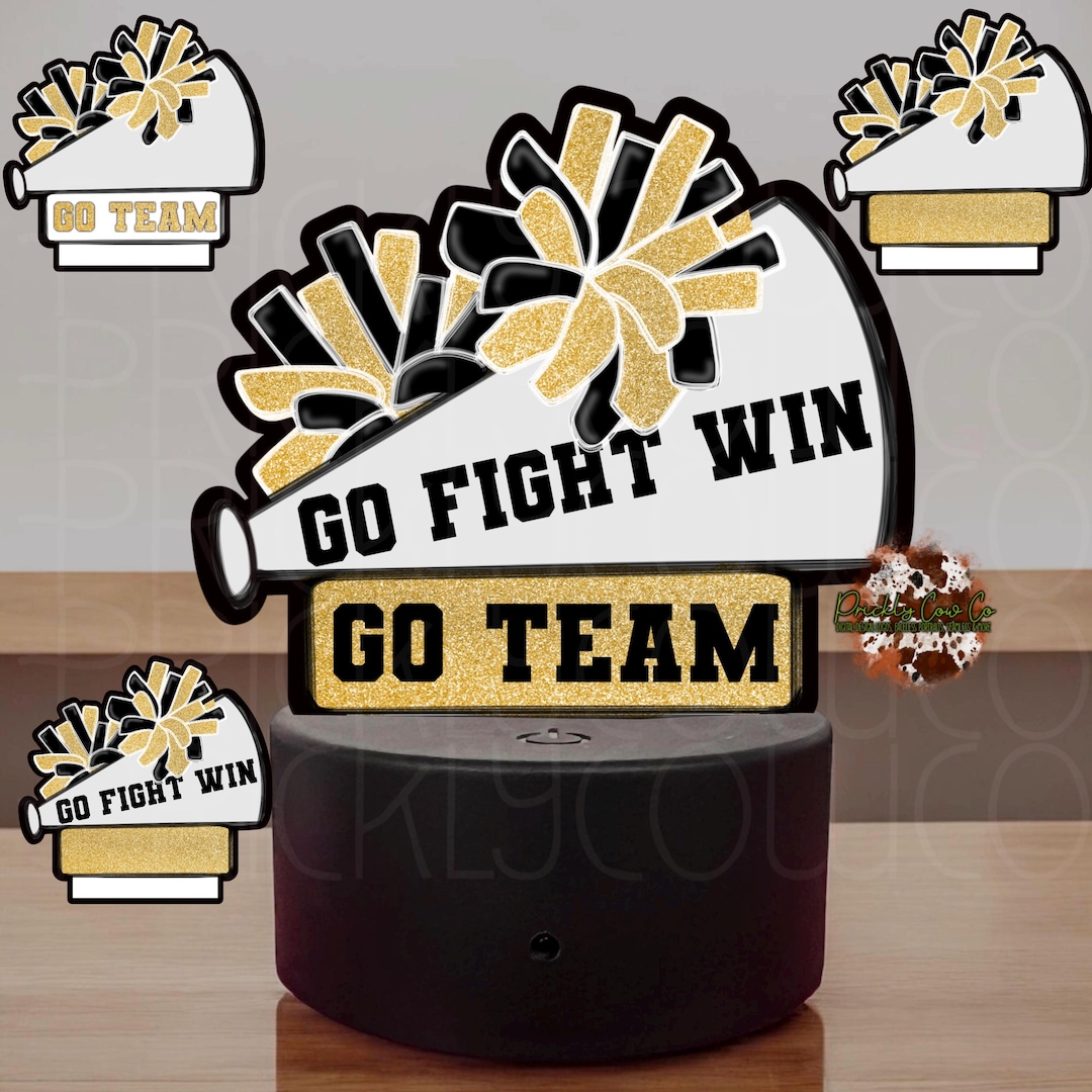Black & Gold Cheer Pompom, Megaphone Sublimation Light Base Design ...