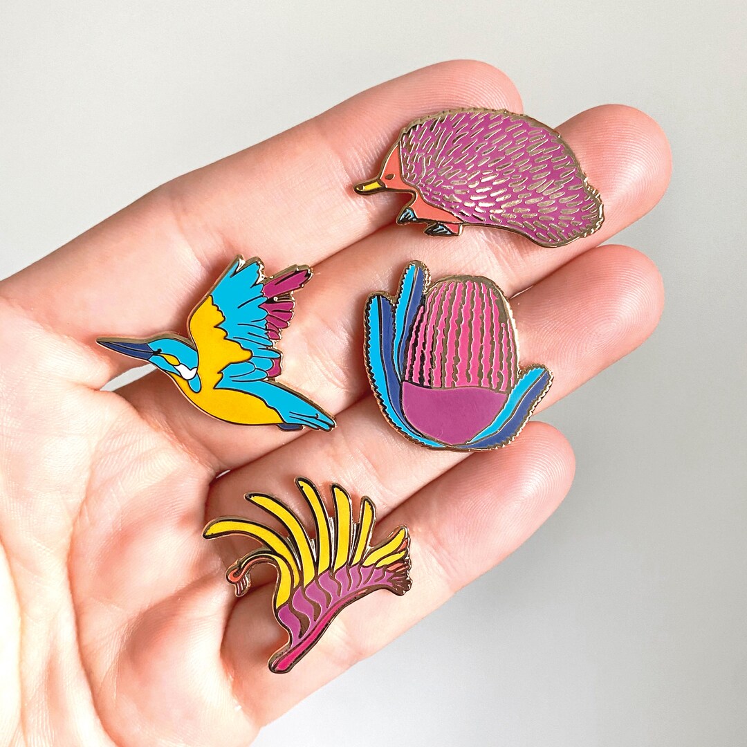Box Set Australian Flora & Fauna Enamel Pins (set of 4 - Echidna ...