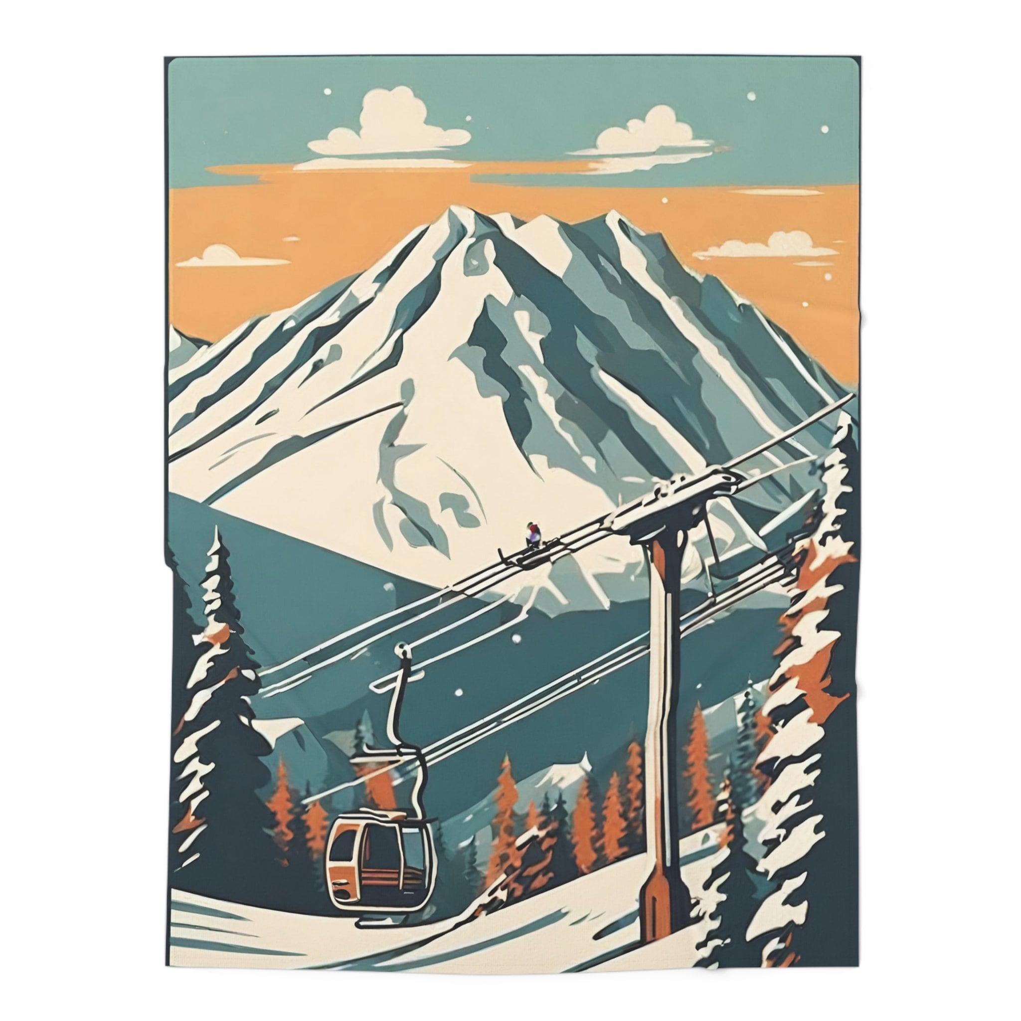 Baby Swaddle - Ski Mountain Blanket, Snow Mountain, Ski, Snowboard, Ski ...