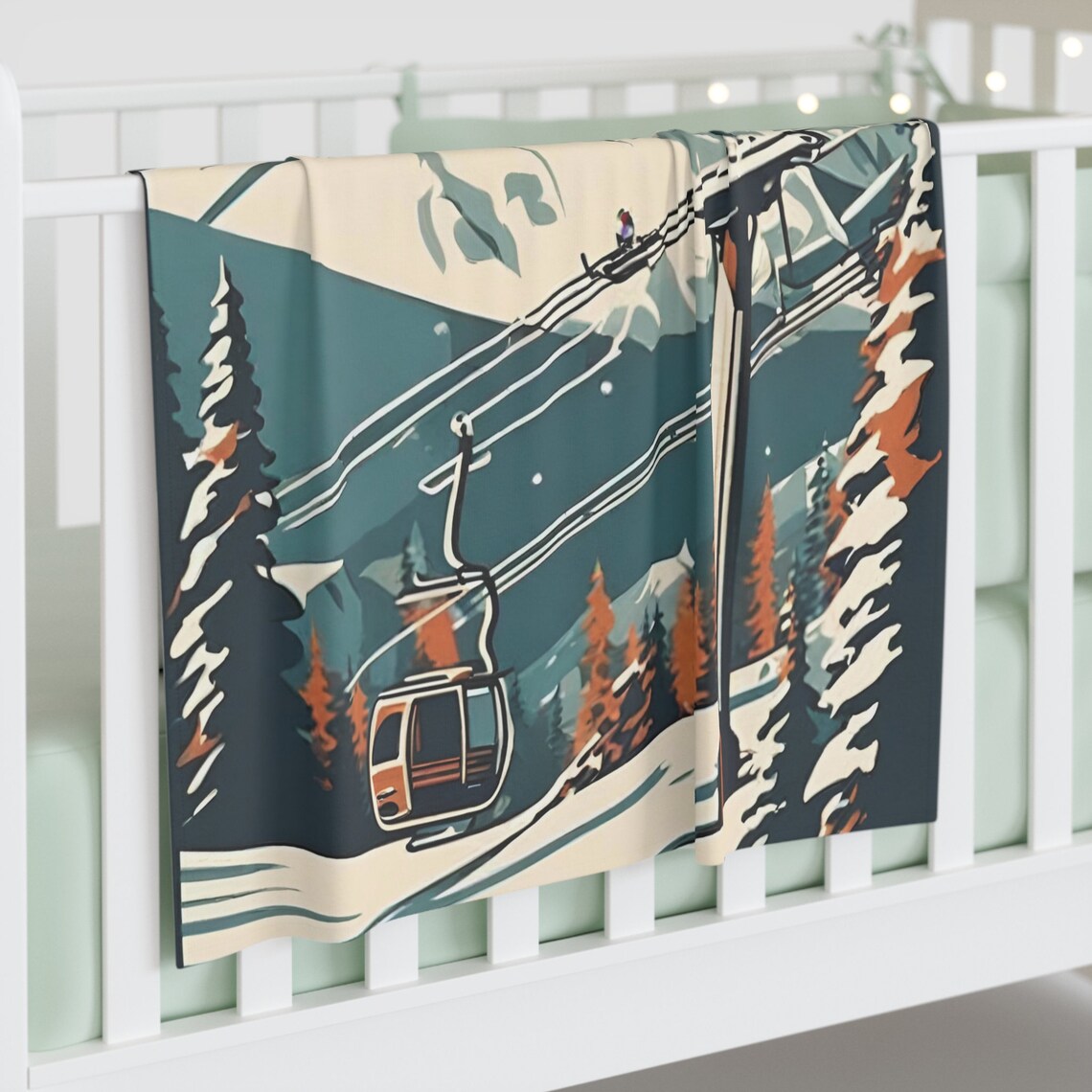 Ski Mountain Baby Swaddle Blanket, Snow Mountain, Ski, Snowboard, Ski ...