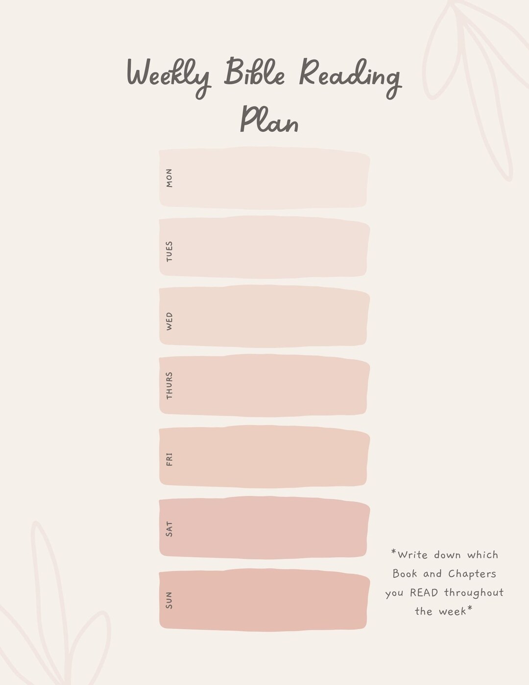 Weekly Bible Reading Plan Worksheets Printable Bible Study Sheets ...