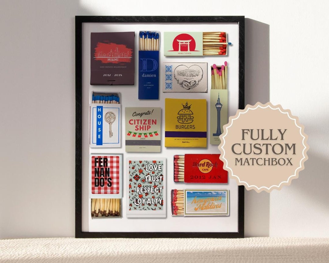 Custom Matches Box Prints Gift for Couple Personalized Matchbox Artwork ...