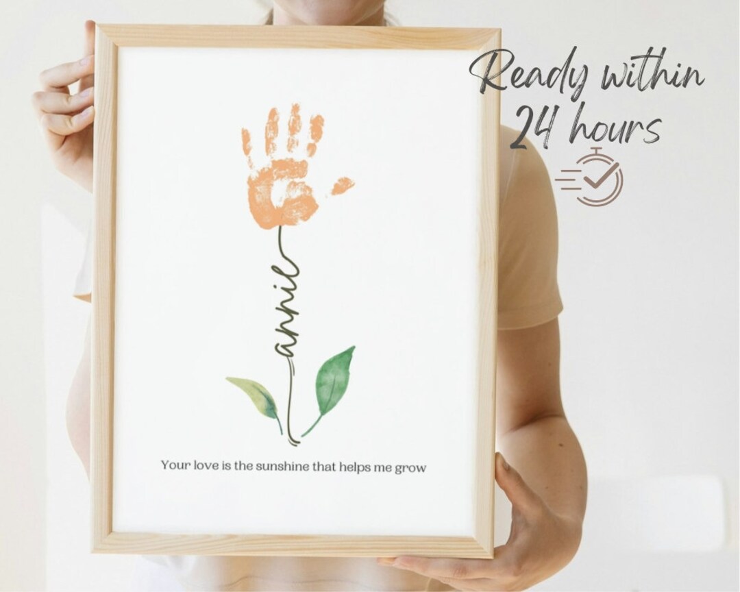 Custom Handprint Father's Day Wall Art DIY Handprint Flower Bouquet ...