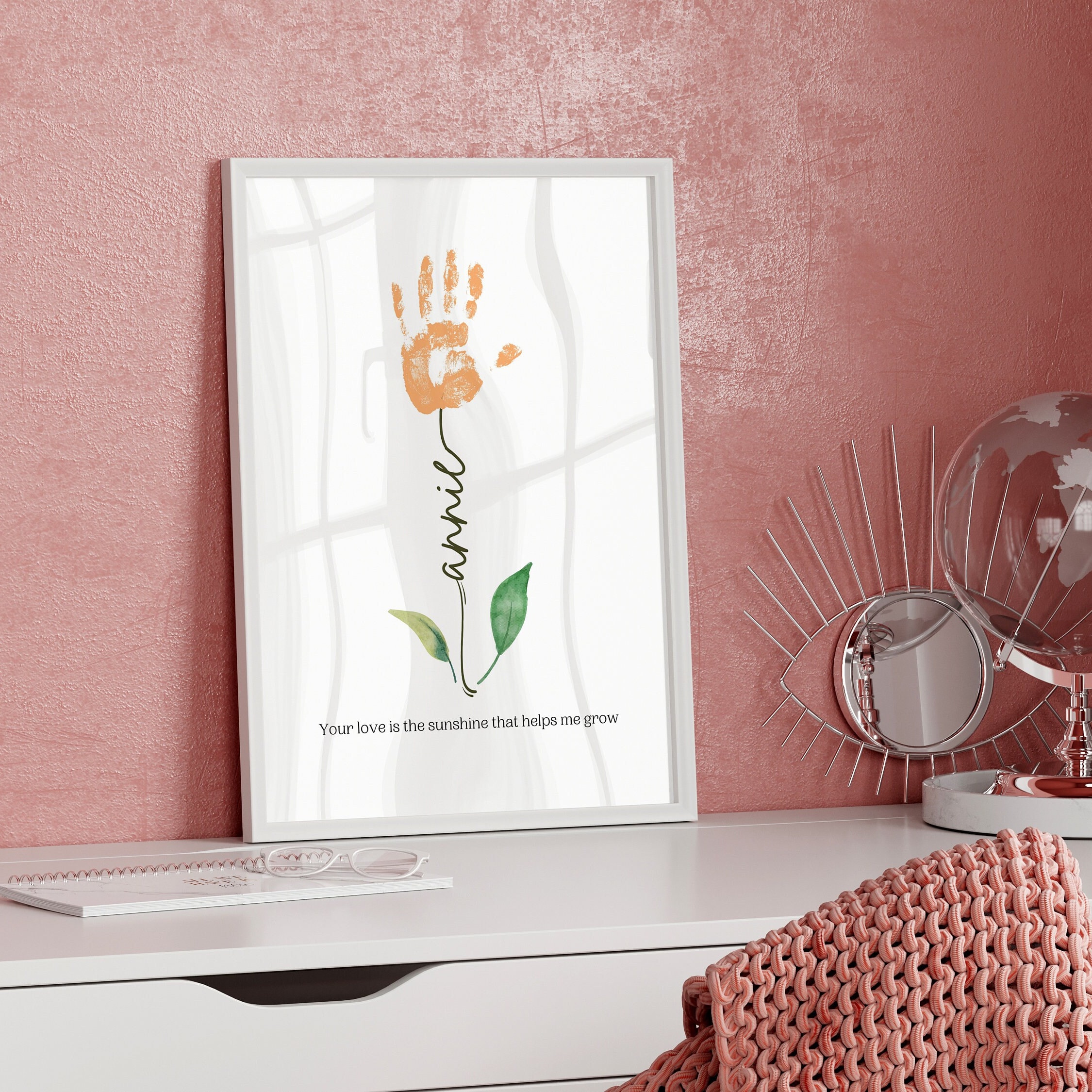 Custom Handprint Father's Day Wall Art DIY Handprint Flower Bouquet ...