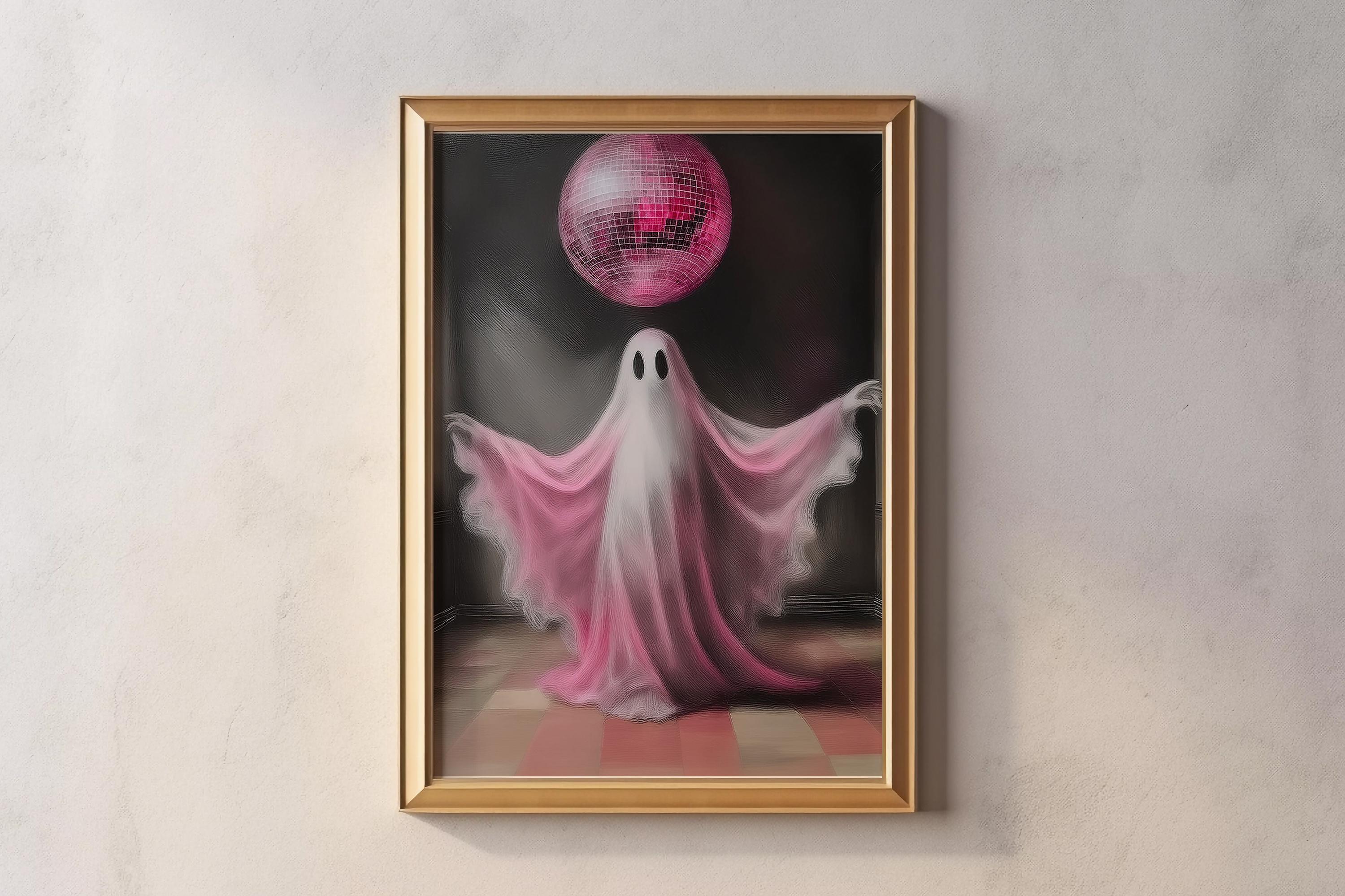 Halloween Ghost Print in Pink Disco Ball Instant Download Printable ...