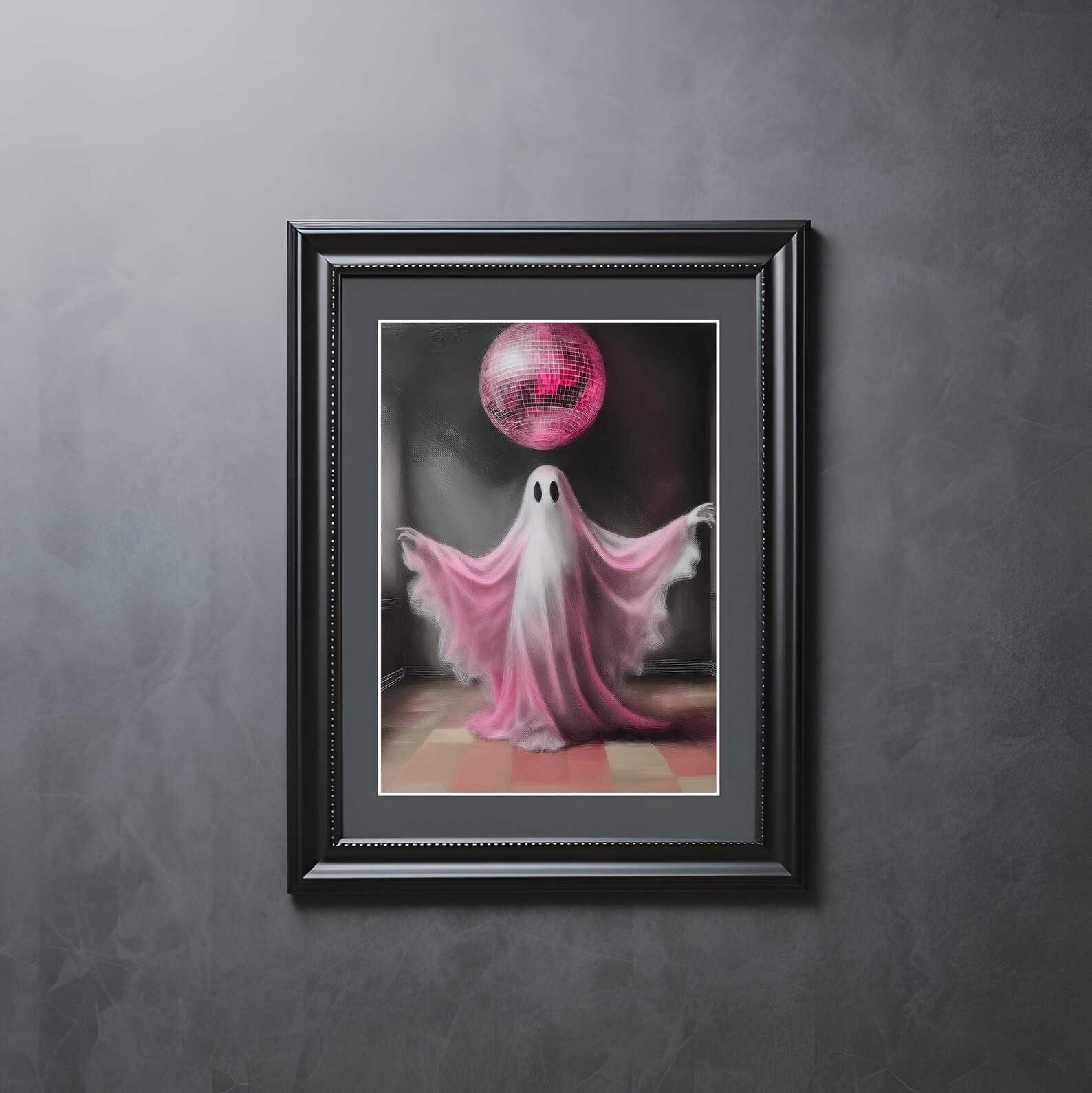 Halloween Ghost Print in Pink Disco Ball Instant Download Printable ...