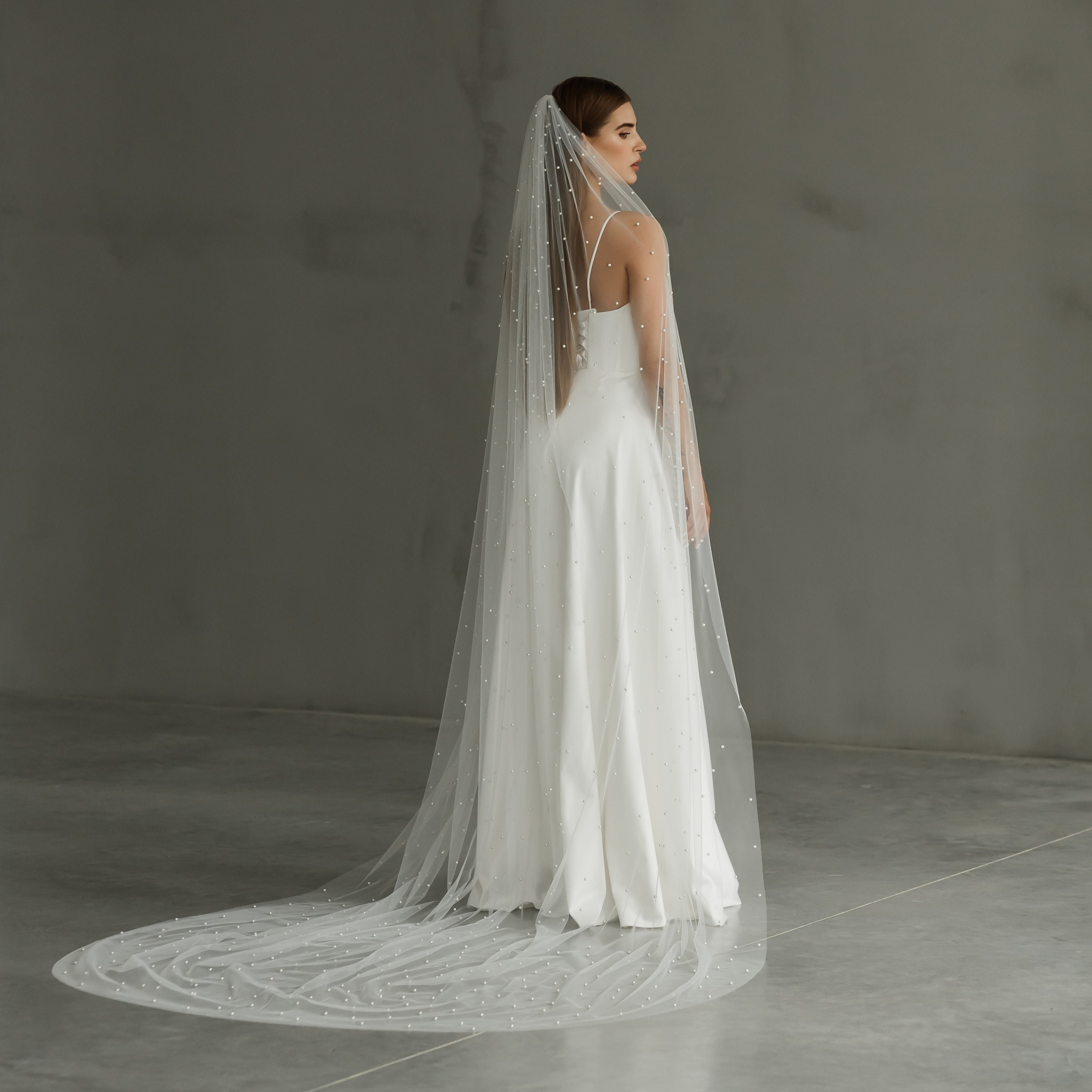 Pearl Wedding Veil, Bridal Pearl Veil, Veil With Pearls for Bride ...