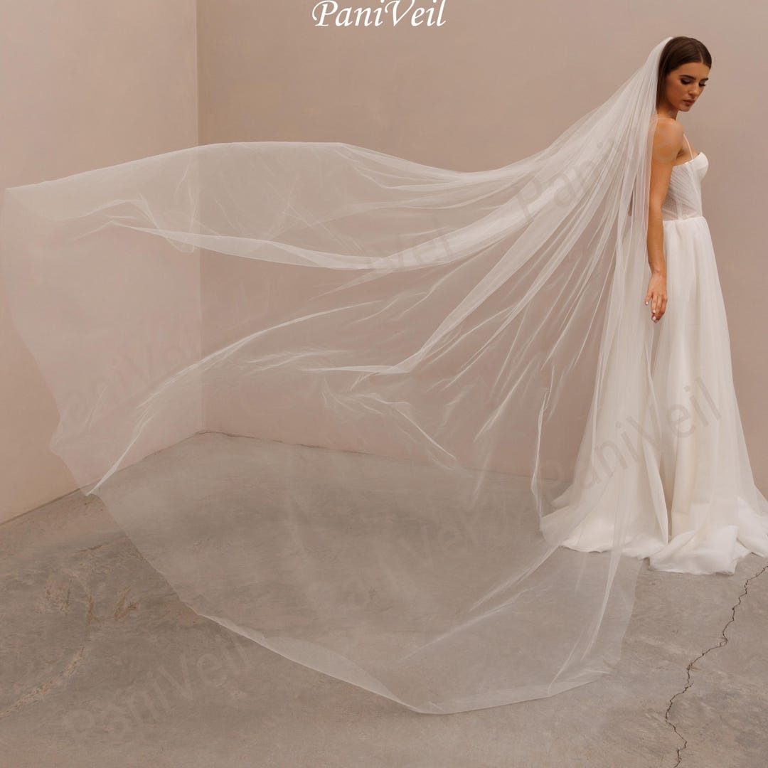 Plain Bridal Veil Tulle Wedding Veil Etsy Long Plain Veil Lightweight ...