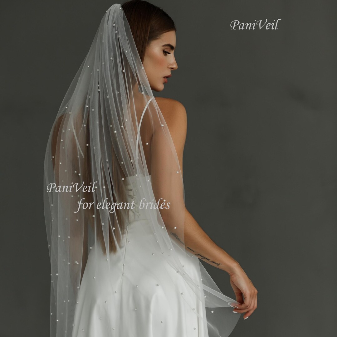 Pearl Veil 42 Inches, Pearl Veil Fingertip, Short Veil Pearls ...