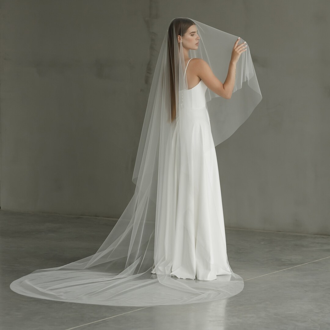 Two Tier Veil Face, Plain Bridal Veil, Long Plain Veil, Cathedral Veil ...
