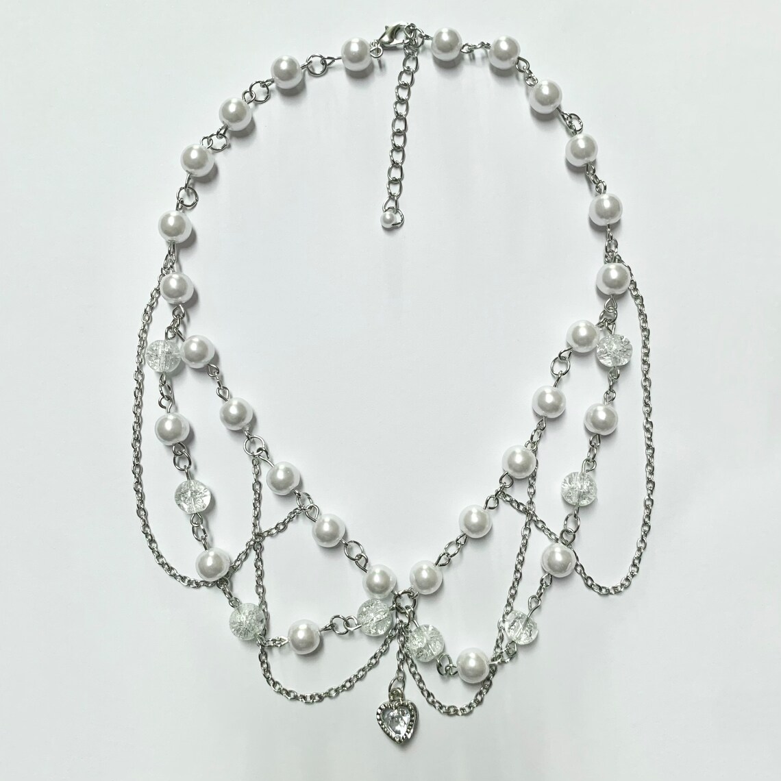 Handmade Fairy Core Heart Pearl Pendant Necklace, Indie Jewelry ...