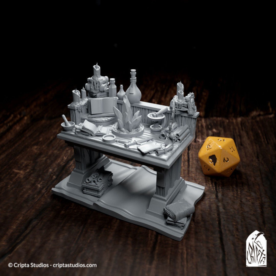 Alchemy Table and Chair Prop | Tabletop Scale | TTRPG D&D Miniature ...