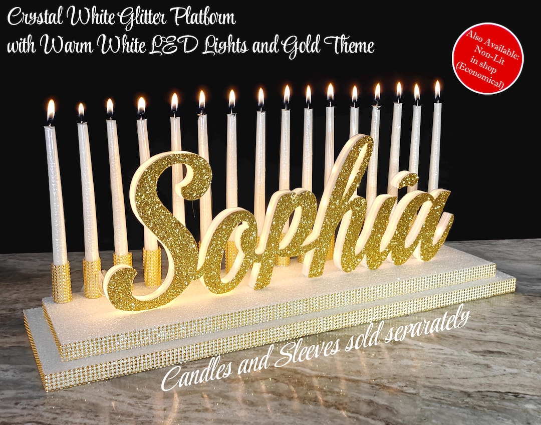 Sweet 16 Candelabra LED Name Sign Centerpiece | Candle Lighting Display ...