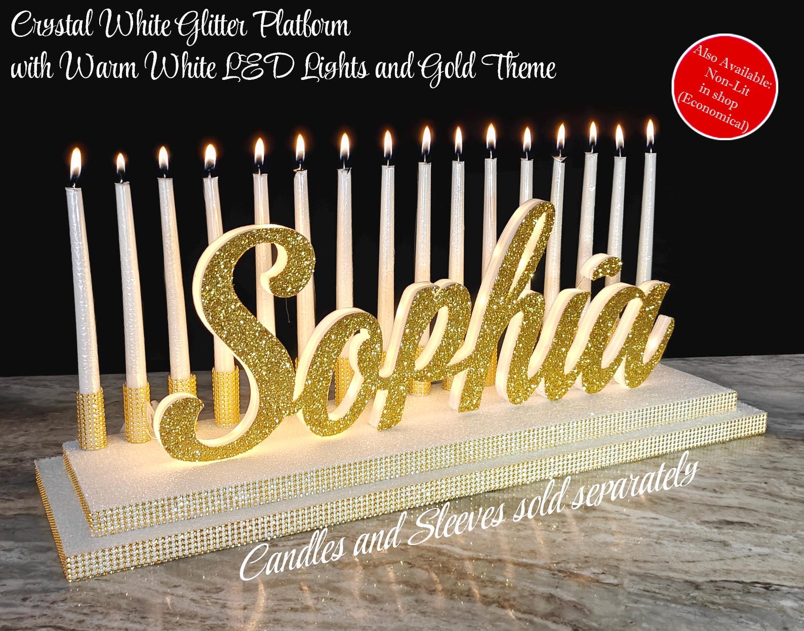 Candelabra LED Name Sign Centerpiece Sweet 16 | Candle Lighting Display ...