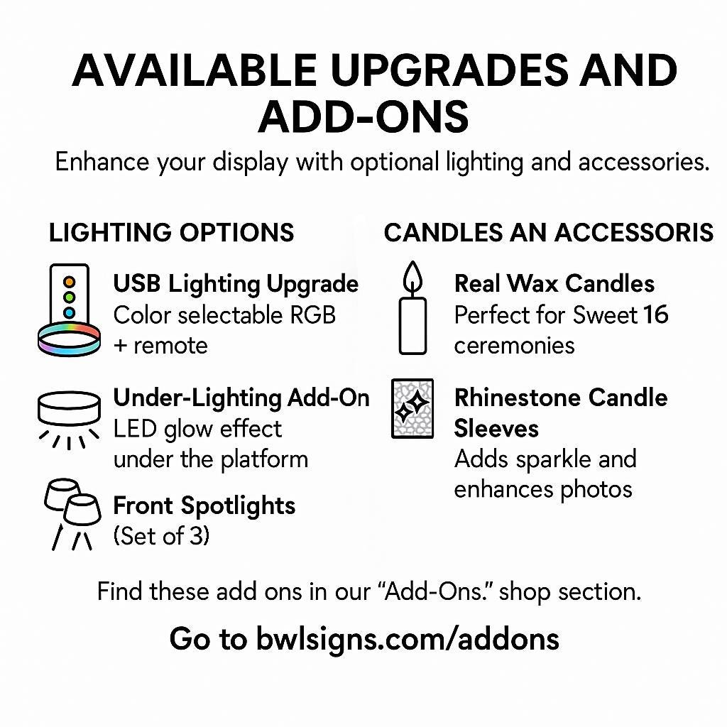 Candelabra LED Name Sign Centerpiece Sweet 16 | Candle Lighting Display ...