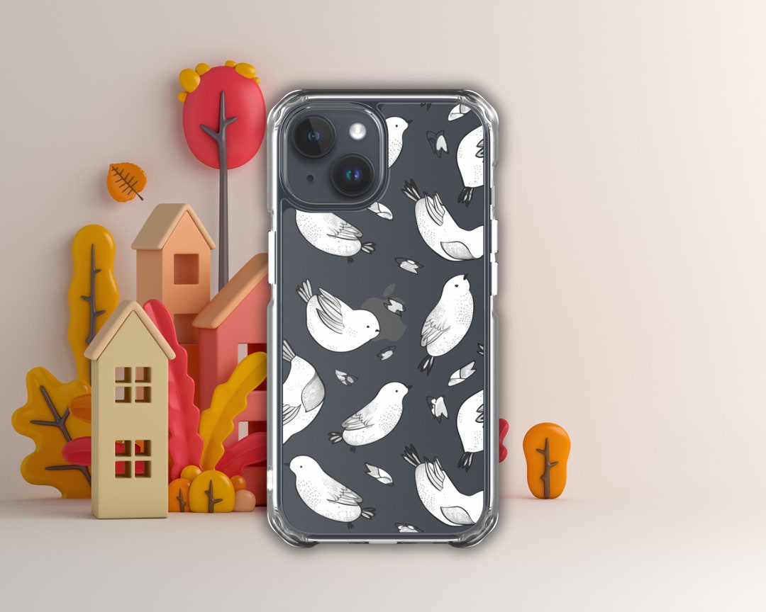 Wihte Bird Phone Case L Moody Cute Bird iPhone Cover L Soft Clear ...