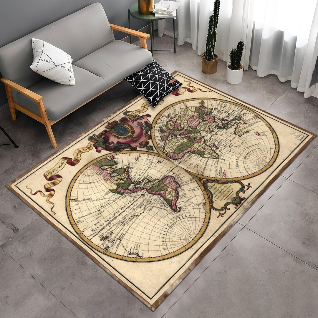 Earth Map, Map Rug, Earth Map Rug, Map Decor, Rugs for Living Room ...