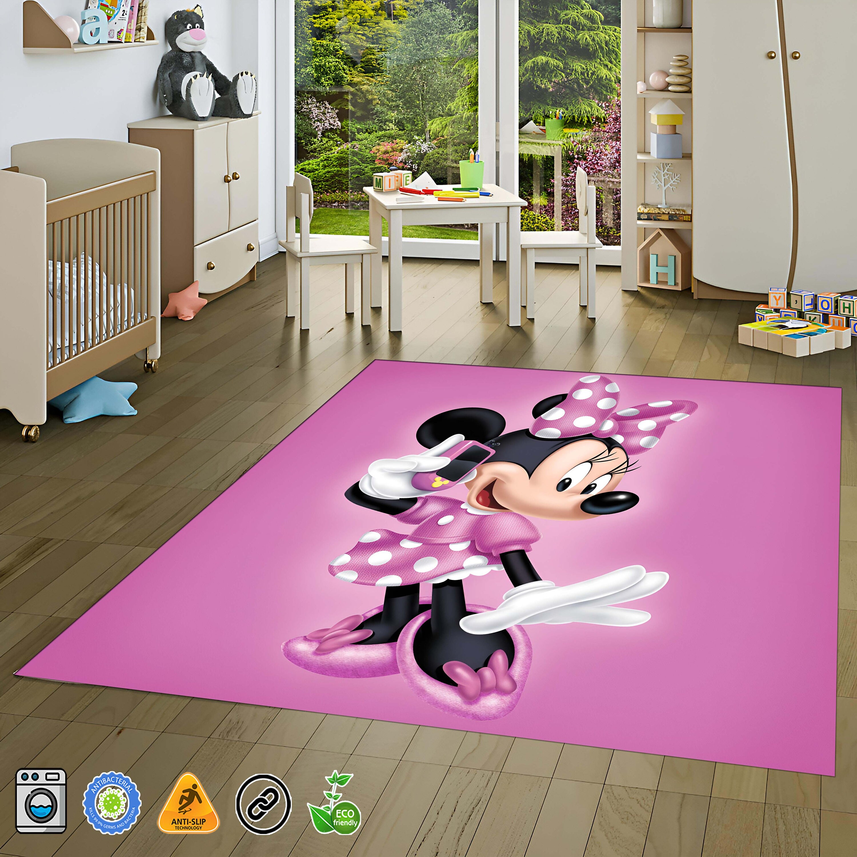 Mickey and Mini Mouse Themed Mat Anti Allergic Machine Washable Non ...