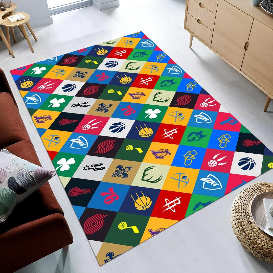 Basketball Rug, Basketball NBA Rug, Teams Rug, Colorful Rug, Sport Rug ...