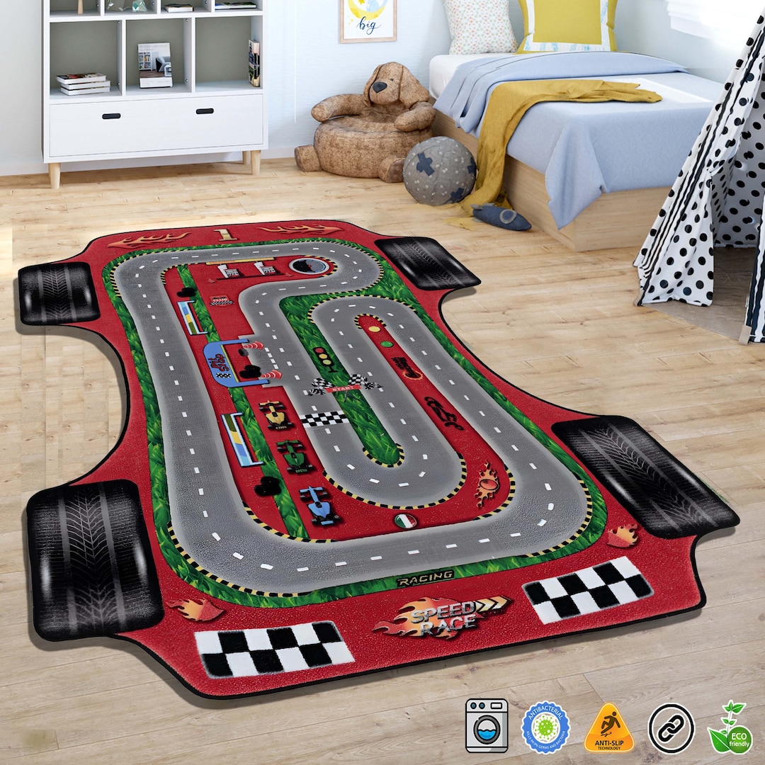 Red F1 Car, Formula 1 Rug, Race Car Rug, Race Track Rug,kids Room Rug ...