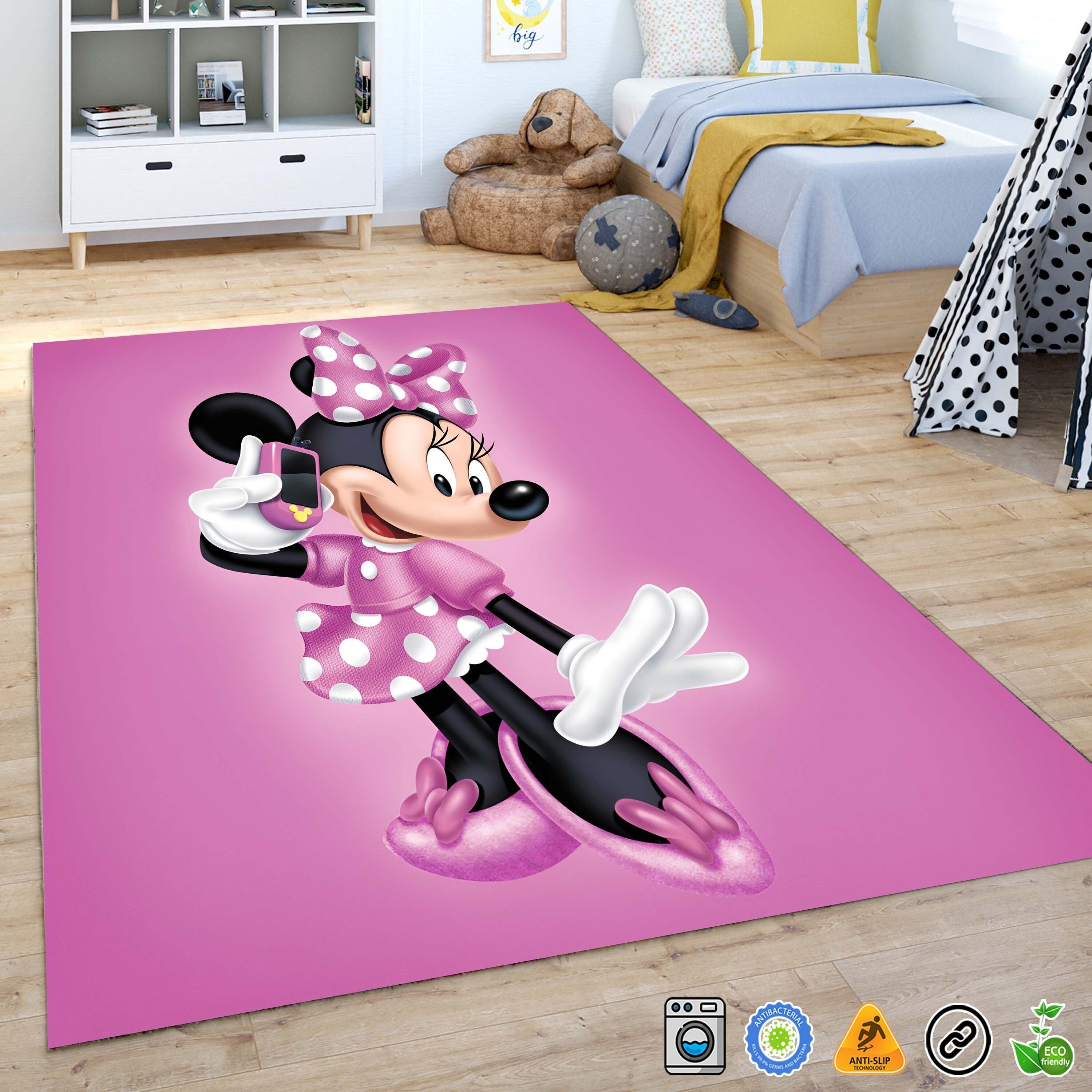 Mickey and Mini Mouse Themed Mat Anti Allergic Machine Washable Non ...