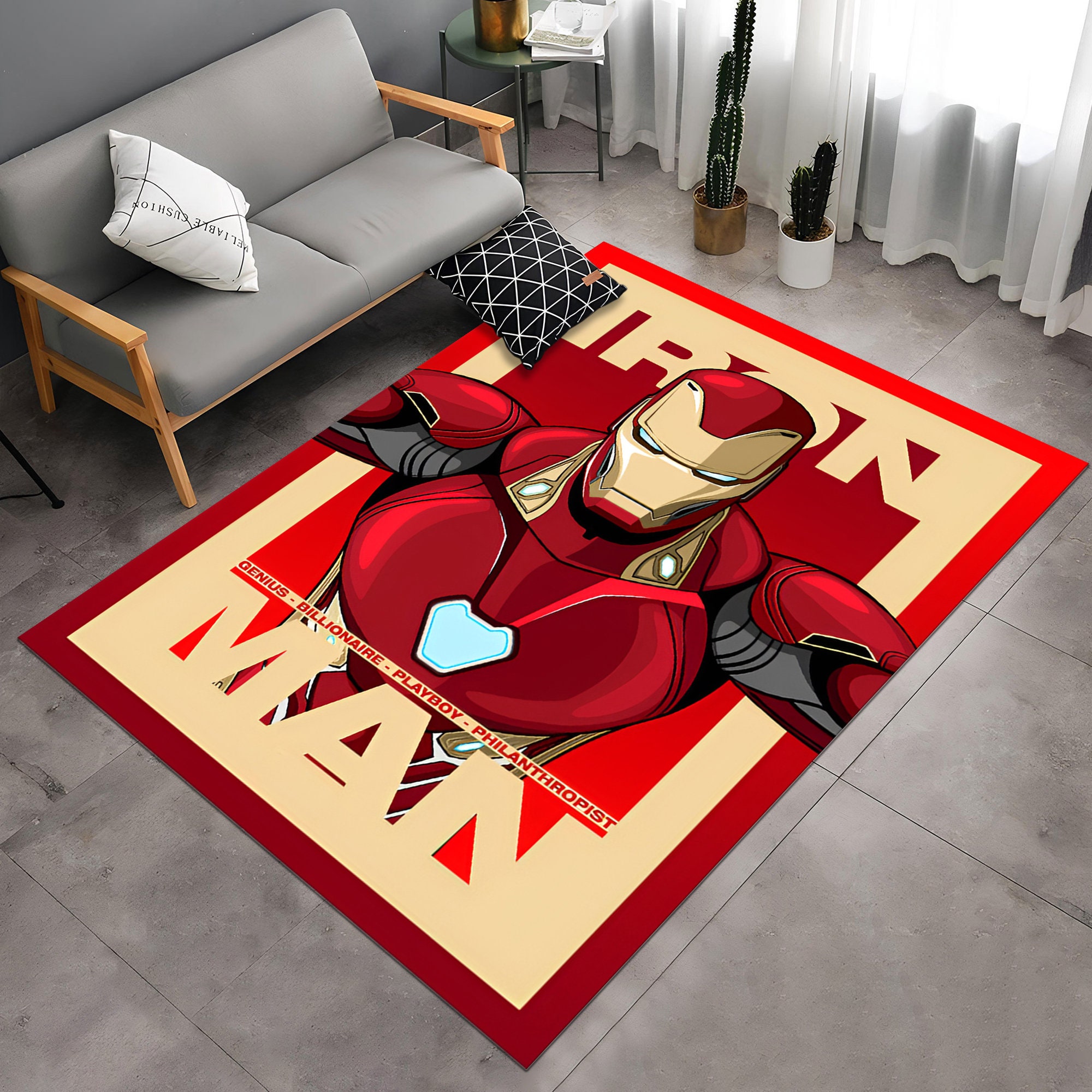 Iron-man Rug, Popular Characters Rug, Movie Decor, Marvel Decor ...