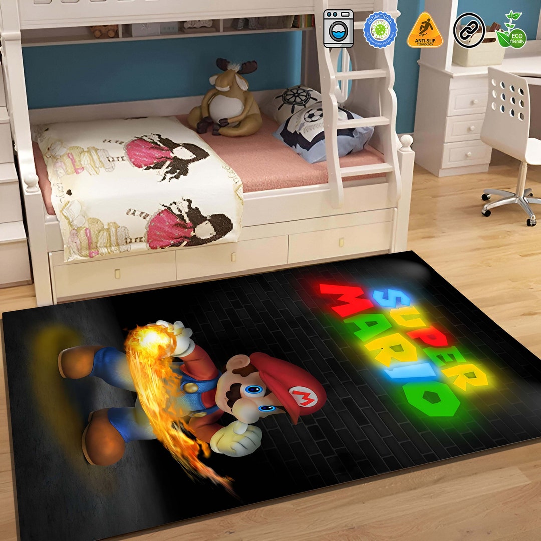 Super Mario Rug, Mario Rug, Kids Room Rug, Boys Room Rug, Home Decor ...